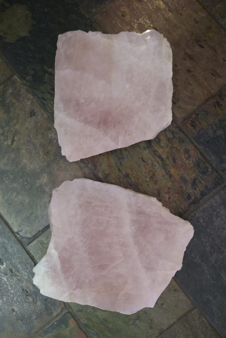 Natural Crystal: Cut & Polished Rose Quartz Slabs (X-Large) - Qi Crystals
